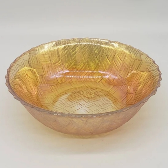 Carnival Glass Basket Weave Bowl
